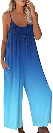 Generic Combinaison Femme Ete 2023 Sexy &agrave; col en Rond Sarouel Ample Grande Taille Salopettes &agrave; Bretelles &agrave; lentrejambe &agrave; Jambes Larges Loose Pantalon Large Ch