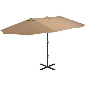 vidaXL Vidaxl - Parasol dextérieur et poteau en aluminium 460 x 270 cm Taupe