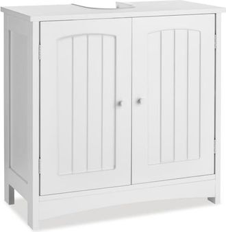 TecTake Tectake Meuble de salle de bain en style maison de campagne, 2 grands compartiments, 2 portes avec fermeture magn&eacute;tique, protection des bords pour sip