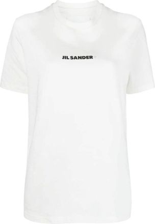Jil Sander Femme, Tops, Blanc, Taille: 38 FR Logo T-Shirt