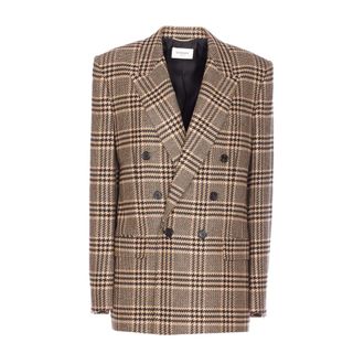 Saint Laurent Prince of Wales Blazer - - Jackets - Damen - Beige - L