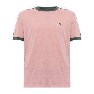 Valentino Garavani T-Shirt mit besticktem Logo - - Tops - Herren - Rosa - 2XL