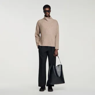 Sandro Sac hobo en cuir &agrave; logo