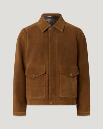 Belstaff Veste Outland Pour Homme Rugged Calf Suede Brun Li&egrave;ge Eu 46