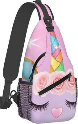 Generic Casual Sacoche Homme Bandouliere Cheval Mers Visage Roses Art Roses Sacs &agrave; Bandouli&egrave;re L&eacute;ger Crossbody Bag pour Voyage Homme Femme