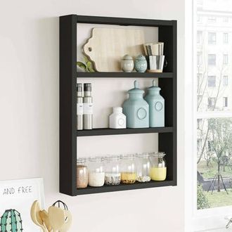 Dmora Regal Albali 43,2x9x60h cm Schwarz, 3 B&ouml;den