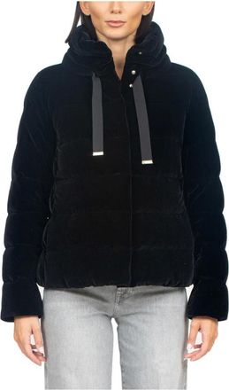 Herno Femme, Vestes, Noir, Taille: 40 FR Velvet Quilted Short Jacket
