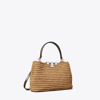 Tory Burch Mini Eleanor Henkeltasche aus Raffiabast