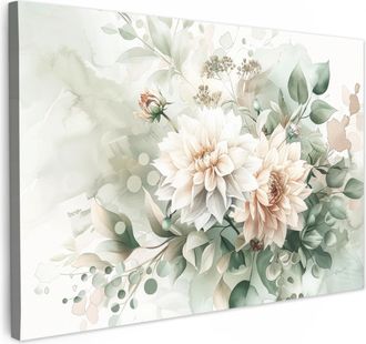 MuchoWow © Bild auf Leinwand Groß 120x80 cm XXL Schlafzimmer Bilder Badezimmer Wand Deko Wohnzimmer Modern Wanddeko Bilderwand Geschenk Blumen - Weiß - Pflanze