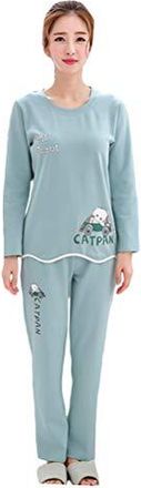 ORANDESIGNE Ensemble de Pyjama Femmes Vêtement de Nuit Manche Longue Vêtement dIntérieur Doux à Porter et Confortable Sleepwear 2 Pièces Set Vert 36