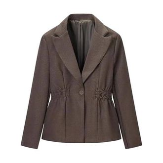 Generic Blazer dhiver &agrave; revers de couleur unie avec cordon de serrage &agrave; la taille et manches longues pour femme, 1, S