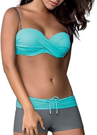 Generic Bikini pour femme - Sexy et &eacute;l&eacute;gant - Deux pi&egrave;ces - Col en V - Triangle - Push Up - Bikini - Maillot de bain - Maillot de bain incurv&eacute; - Haut de bikin