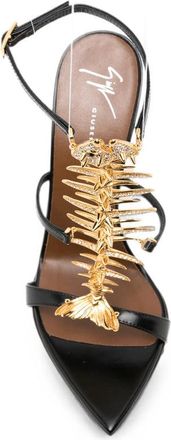 Giuseppe Zanotti Black Crystal Fishbone Heel - Black