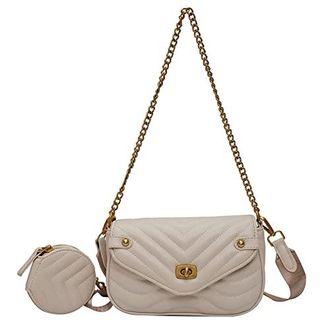 Generic Petit sac &agrave; bandouli&egrave;re matelass&eacute; pour femme avec porte-monnaie, sac &agrave; bandouli&egrave;re &eacute;l&eacute;gant en cuir, pochette de soir&eacute;e, blanc, small