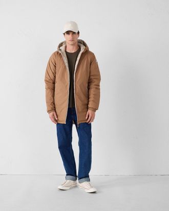 Jott Doudoune longue r&eacute;versible Sucre roux/beige Assen - Taille M