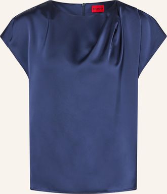 HUGO BOSS Hugo Blusentop Cimya Aus Satin blau