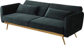 Habitat et Jardin Habitat & Jardin Bettsofa mit Schlaffunktion aus dunkelgrünem Samt Donia - 203 x 81 x 83 cm - 3-Sitzer-Sofa