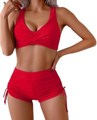 Generic Maillot de bain imperm&eacute;able pour femme de couleur unie avec bretelles larges et bretelles confortables Maillot de bain sexy Bikini pour homme T-shirt 