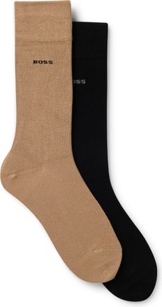 HUGO BOSS Businesssocken BOSS 2P RS Bamboo 1027, Herren, Gr. 43-46, beige (medium beige 260), Viskose, unifarben, elastisch, Socken, mit Strickb&uuml;ndchen