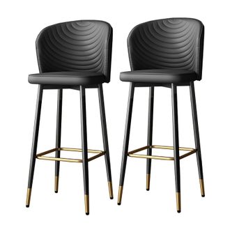 Generic Barhocker-Set, 2er-Set, aus PU-Leder, mit R&uuml;ckenlehne, drehbare Barhocker, hohe Hocker f&uuml;r K&uuml;che und Hausbar/Schwarz
