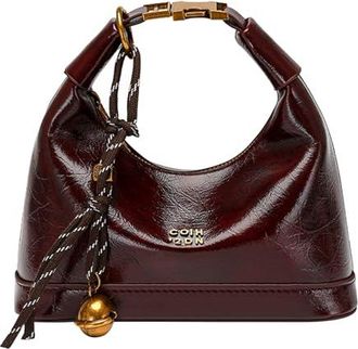 Generic Sac &agrave; bandouli&egrave;re en cuir synth&eacute;tique de couleur unie pour femme avec sangle r&eacute;glable, sac &agrave; main polyvalent avec fermeture &eacute;clair et breloque cloche 