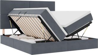 vidaXL Letto Con Contenitore Grigio Scuro 180 X 200 Cm Velluto Vidaxl