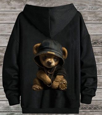 rmk Hoodie Herren Pullover Pulli Kapuzenpullover Sweatshirt Gangster Teddy B&auml;r mit Kapuze