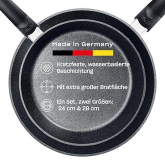 FISSLER Adamant Comfort/Pfannen-Set 2-teilig (24 cm + 28 cm) - kratzfeste Aluminium-Bratpfannen mit Antihaft-Beschichtung, Made in Germany - Induktion