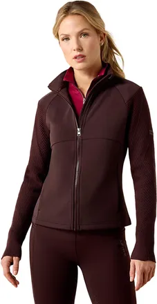 Ariat Womens Skadi Full Zip Sweatshirt Long Sleeve in Chocolate Plum, Size X-Small, by Ariat