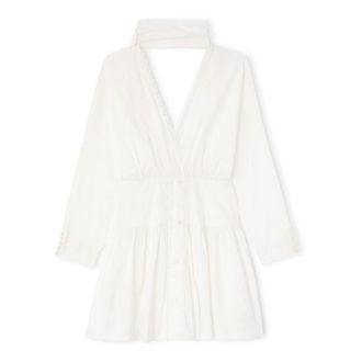 Ganni Cotton Voile Kimono Schal Mini Kleid - - Dresses - Damen - Wei&szlig; - M