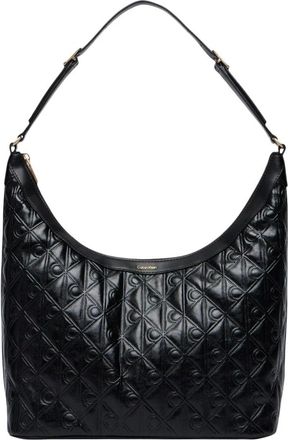 Calvin Klein Sac port&eacute; &eacute;paule moyen Emblem AOP gaufr&eacute; - Femme - Sacs - Noir - Taille: ONE Size