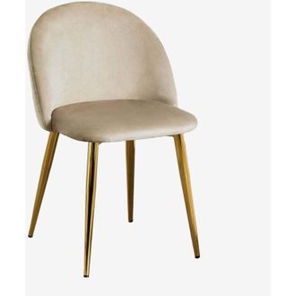 Sklum 2er Set Esszimmerst&uuml;hle aus Samt Kana Braun Weizen Gold