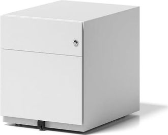 Bisley Rollcontainer Note mit Griffleiste, 1 Universalschublade, 1 HR-Schublade, Metall, 696 Verkehrsweiß, 56.5 x 42 x 49.5 cm