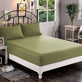 Elegant Comfort 1-teiliges Spannbetttuch, Fadenzahl 1500, weiche Mikrofaser, Tiefe Spannhöhe, bis zu 40,6 cm, Knitter- und lichtbeständig, California King, Grün (Sage