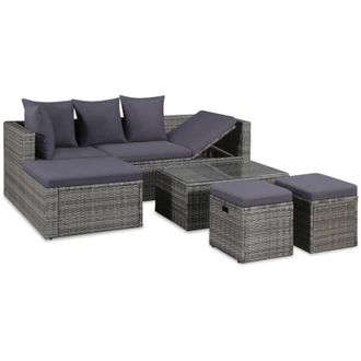 vidaXL Vidaxl - Salon de jardin 4 pcs avec coussins R&eacute;sine tress&eacute;e Gris