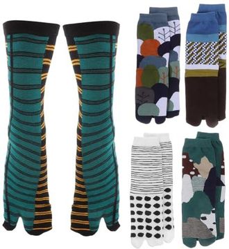 Holibanna Lot de 5 paires de chaussettes en coton avec bonnet en V - Chaussettes &agrave; tabi - Chaussettes mi-hautes pour homme et femme