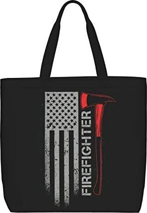 Generic Sac De Courses Casque De Pompier Avec Hache Sur Fond Gris Fonc&eacute; Sac Cabas R&eacute;utilisable Lavables Sacs En Toile &Eacute;paule, Pour Voyage, Shopping, Filles, B