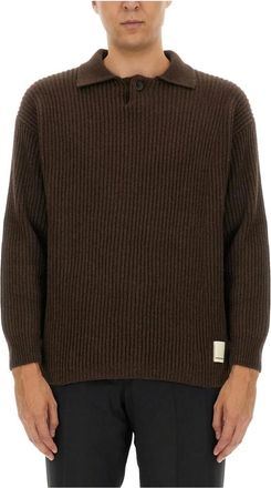 Emporio Armani Homme, Pulls, Brun, Taille: XL Pull Polo en Maille C&ocirc;tel&eacute;e