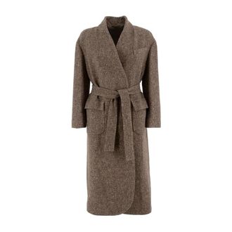 Brunello Cucinelli Braun Multi Woll-Kaschmir-Mantel - - Coats - Damen - Grau - M