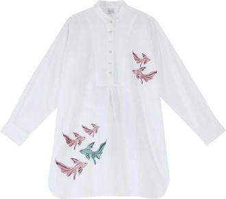 Paul Smith Femme, Robes, Blanc, Taille: 38/40 FR Kaftan Ricamato Le Peche Fish