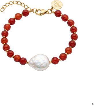 Purelei Roter Achat Pearl Armband, verstellbare L&auml;nge