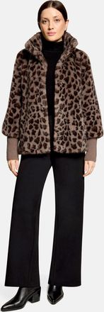 Betty Barclay Pl&uuml;schjacke BETTY BARCLAY Damen mit Stehkragen, Damen, Gr. 44, braun (taupe, braun), Obermaterial: 100% Polyester. Futter: 100% Polyester, A-Linie, Ja