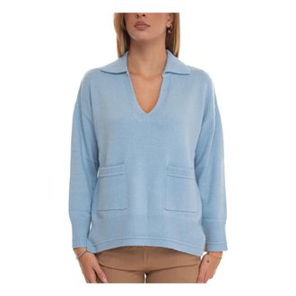 Suncoo Gem&uuml;tlicher Pullover mit Polokragen - - Knitwear - Damen - Blau - M