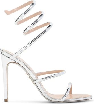 Rene Caovilla Sandalen - Spiraled Ankle Strap Sandals With Metallic Finish - Gr. 36 (EU) - in Silber - für Damen