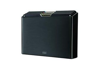 Joseph Joseph Folio Steel 4 Stück Schneidebrett-Set, farbcodierte Anti-Rutsch-Bretter mit Aufbewahrungskoffer - Schwarz/Edelstahl