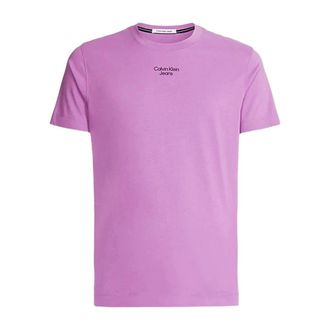 Calvin Klein Jeans Lila einfarbiges Rundhals-T-Shirt - - Tops - Herren - Lila - 2XL