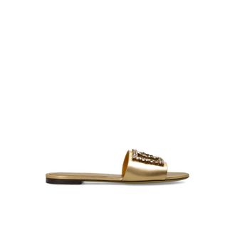 Dolce & Gabbana Mules en cuir orn&eacute;es de cristaux - Femme - Chaussures - Jaune - Taille: 37 EU