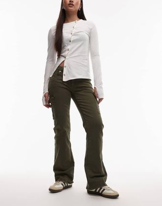 Abrand 99 - Jean bootcut &agrave; taille basse - Vert militaire