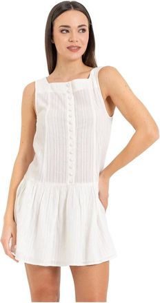 Kocca Femme, Robes, Blanc, Taille: 38 FR Robe en coton sans manches &agrave; encolure carr&eacute;e