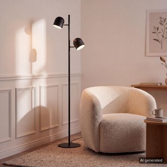 Loistaa home24 LED-Stehleuchte 30 x 140 x 23cm Schwarz/Schwarz Eisen, pulverbeschichtet Nicht austauschbare LEDs